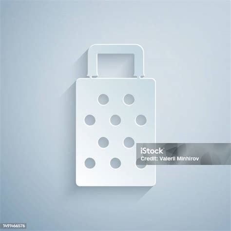 회색 배경에 격리 된 그강 아이콘을 잘라 종이 부엌 기호 조리 기구 칼 붙이 기호 종이 아트 스타일 벡터 3차원 형태에 대한 스톡 벡터 아트 및 기타 이미지 Istock