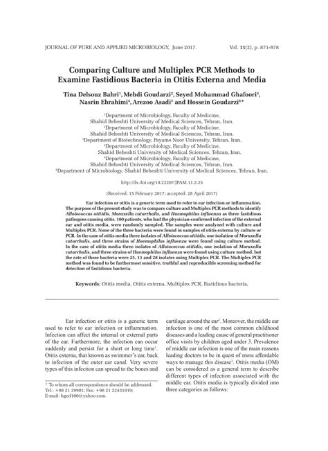 Pdf Comparing Culture And Multiplex Pcr Methods To Examine Fastidious