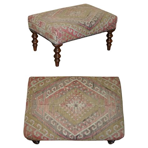 George Smith Leather Upholstered Mahogany Foot Stool For Sale At 1stdibs