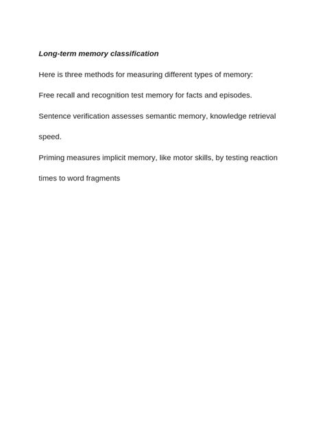 Long Term Memory Classification Pdf
