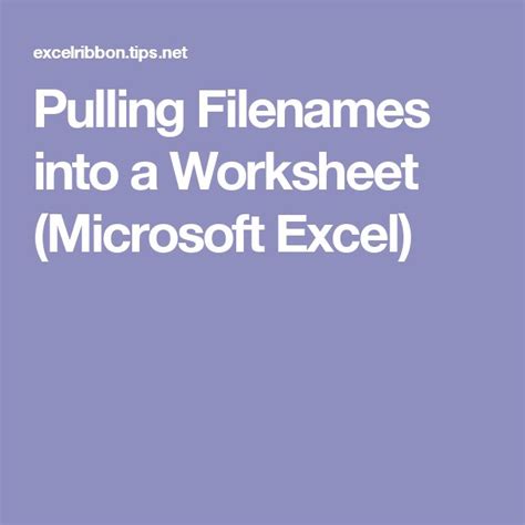 How To Import Filenames Into Microsoft Excel