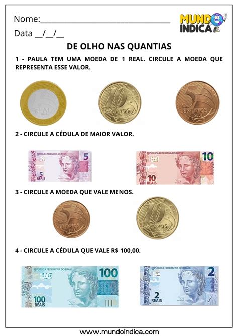 Atividades Sobre O Sistema Monetário Brasileiro Para O 2º Ano Fundamental