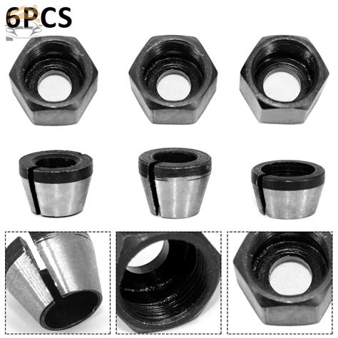 6pcs 6 6 35 8mm Trimmer Collet Chuck Router Bit Collet Chuck Head Adapter For Engraving Trimming