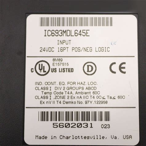 ge fanuc 24vdc 16pt pos neg logic input module ic693mdl645e