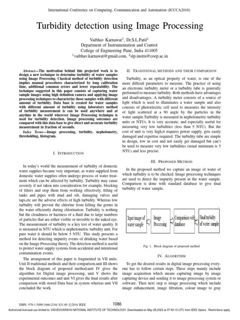 turbidity detection using image processing pdf imaging image
