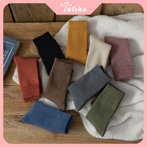 Vớ Tất Cotton Trơn Dày Cổ Cao Nam Nữ Unisex Thời Trang Thu Đông Phong Cách Hàn Quốc Tatiho
