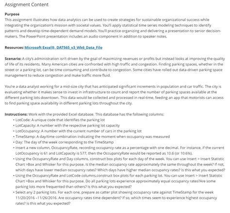 assignment content purpose this assignment