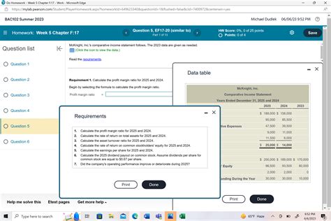 [solved] Do Homework Week 5 Chapter F 17 Work Microsoft Edge X