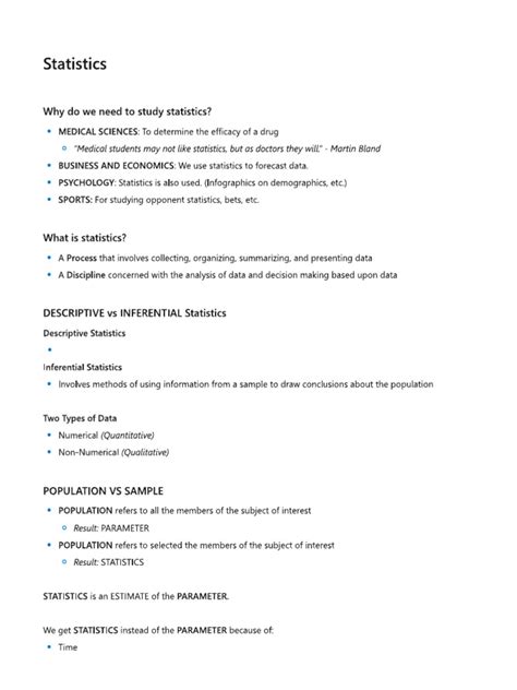 Statistics Notes Pdf