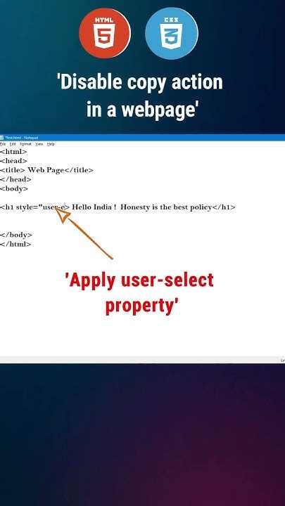 How To Disable Copy Action In A Webpage Html Css Tricks And Tips Html