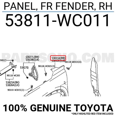 Panel Fr Fender Rh 53811wc011 Toyota Parts Partsouq