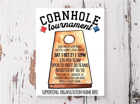 Editable Cornhole Tournament Flyer Template Etsy