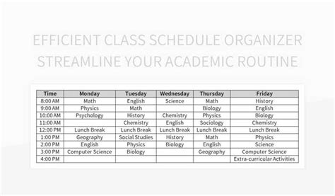 efficient class schedule organizer streamline your academic routine