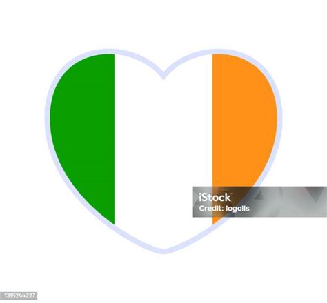 마음의 모양에 아일랜드 플래그 배경 국기에 사랑의 아이콘 평면 심장 기호 벡터 그림입니다 개념에 대한 스톡 벡터 아트 및 기타 이미지 Istock