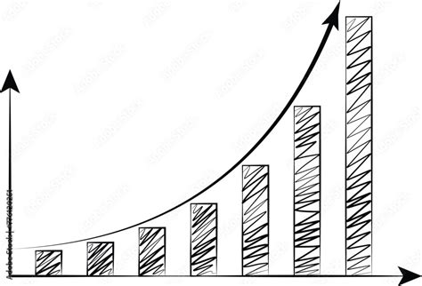 Exponential Growing Curve Above A Bar Chart Shaded With Hand Drawing