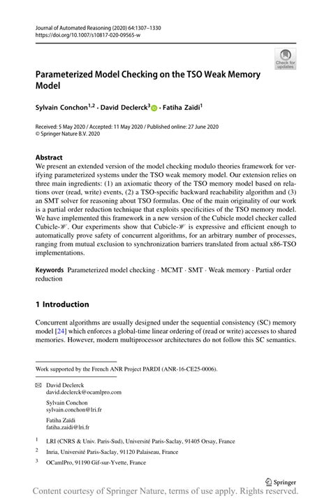 Parameterized Model Checking On The Tso Weak Memory Model Request Pdf