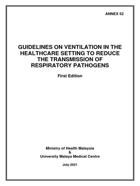 Annex 52 Guidelines On Ventilation In Healthcare Setting To Reduce The Transmission Of