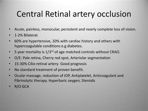 Branch Retinal Artery Occlusion Visual Field Defect