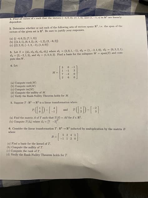 Solved Find All Values Of C Such That The Vectors Chegg Com