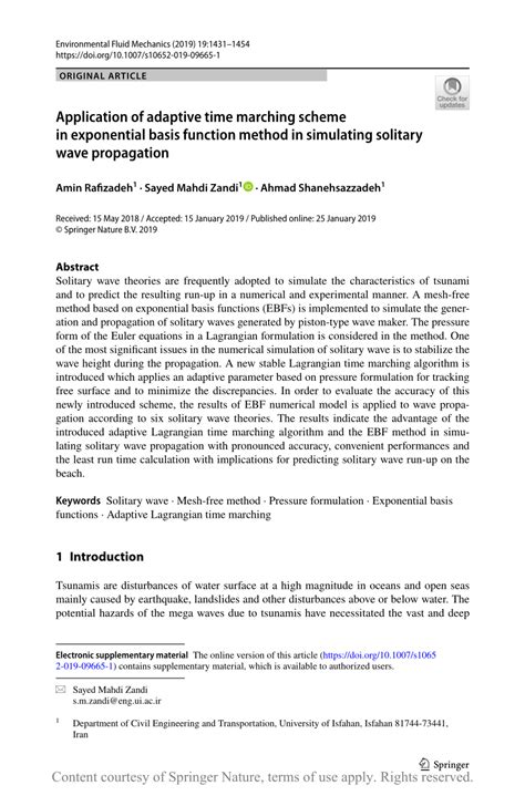 Application Of Adaptive Time Marching Scheme In Exponential Basis Function Method In Simulating
