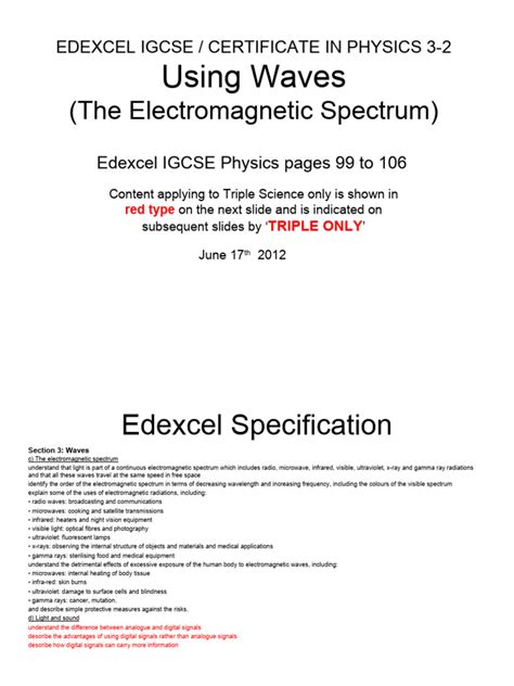 2 Igcse 32 Usingwaves Pdf Electromagnetic Spectrum Electromagnetic Radiation