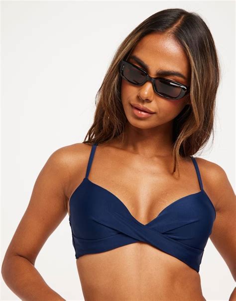 Köp Nelly Twisted Push Up Bikini Bra Navy