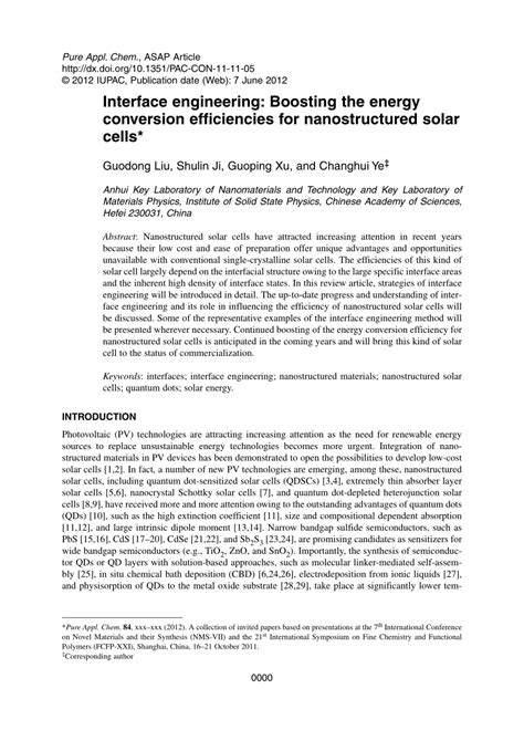 Pdf Interface Engineering Boosting The Energy Conversion Efficiencies For Nanostructured