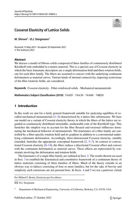 Pdf Cosserat Elasticity Of Lattice Solids