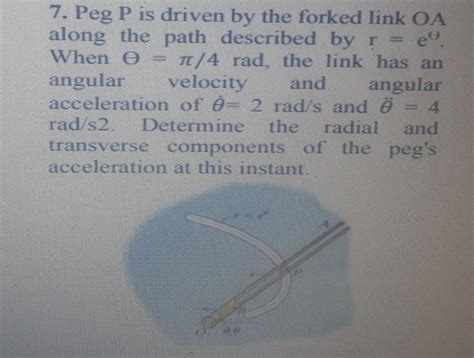 Solved 7 Peg P Is Driven By The Forked Link OA Along The Chegg Com