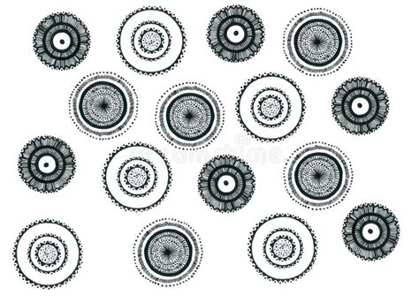Pattern Of Circles Of Different Sizes And Texture Of Lines Strokes