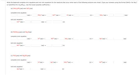Solved Write The Balanced Complete Ionic Equations And Net Chegg