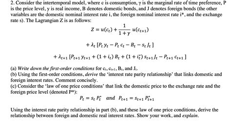 Solved Consider The Intertemporal Model Where C ﻿is