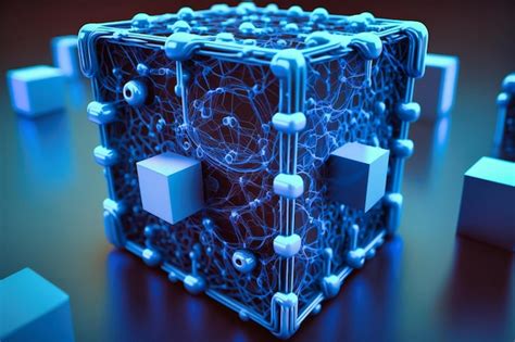 Premium Photo The Vivid Blue Blockchain Network Concept Illustrates Distributed Ledger