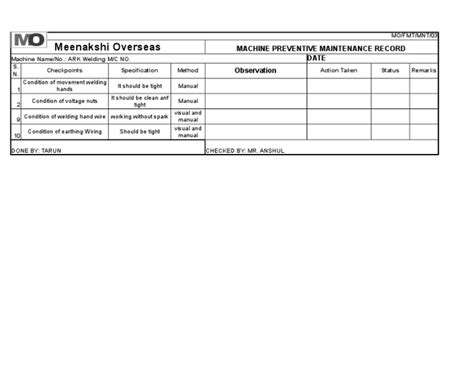 Mc Pm Checksheet Pdf