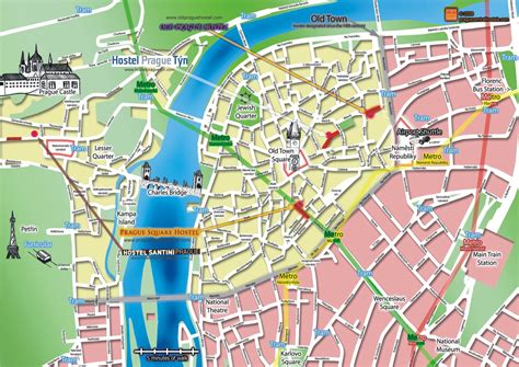 Prague City Map With Attractions 60 Photos