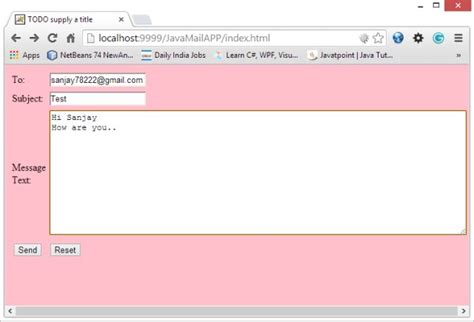Java Mail App Using Servlet In Java
