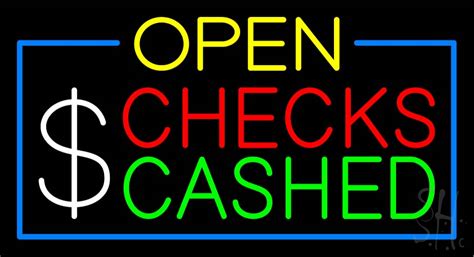 Open Checks Cashed Led Neon Sign Checks Cashed Neon Signs