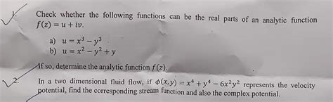 Solved Check Whether The Following Functions Can Be The Real