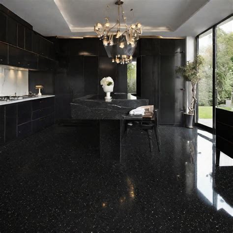 Black And White Granite Floor Design For Living Room
