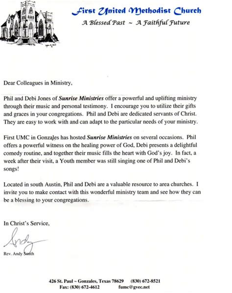 Letters Of Recommendation Sunrise Ministries
