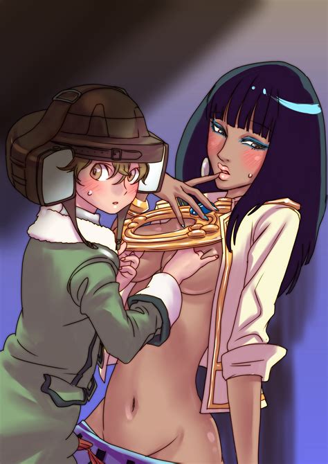 Rule 34 Age Difference Alice Zero Escape Black Hair Blush Breast Grab Dark Skin Duo Groping