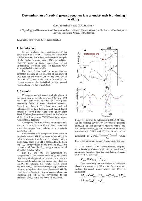 Pdf Determination Of Vertical Ground Reaction Forces Under Each Foot