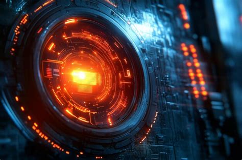 Glowing Red Robotic Core Illustrating The Power Source And Energy