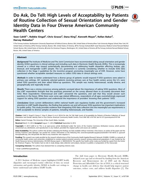Pdf Do Ask Do Tell High Levels Of Acceptability By Patients Of