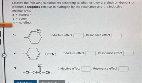 Solved Classify The Following Substituents According To