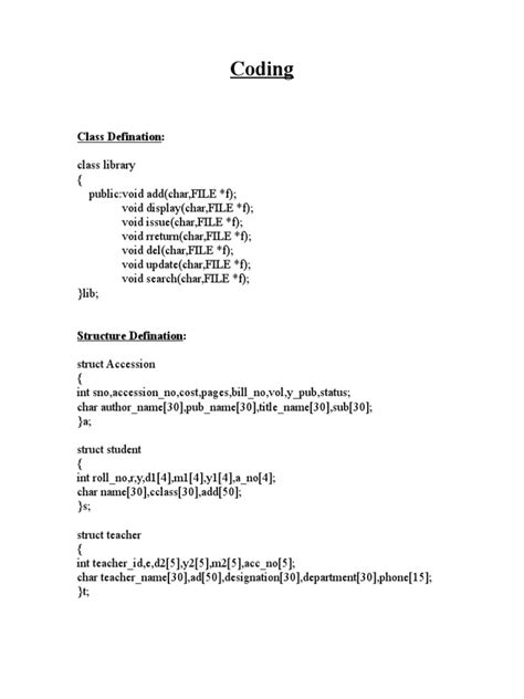 Coding Class Defination Pdf
