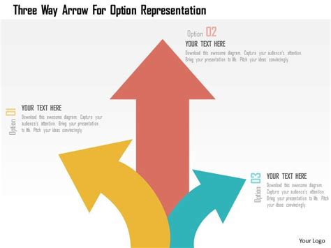 three way arrow for option representation flat powerpoint design