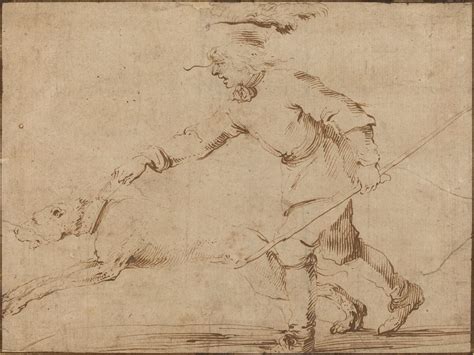 Huntsman With A Hound On A Leash By Stefano Della Bella