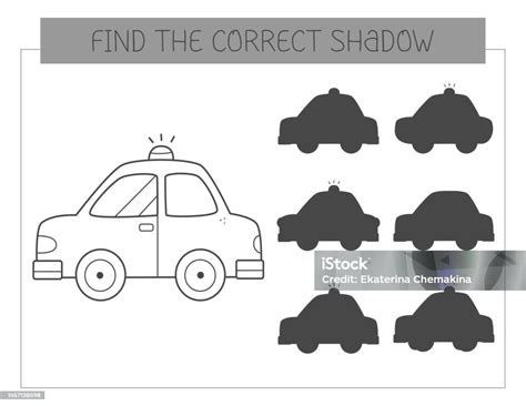 자동차로 올바른 그림자 색칠 공부 책을 찾으십시오 아이들을위한 색칠 공부 교육 게임 귀여운 만화 자동차입니다 그림자 매칭 게임