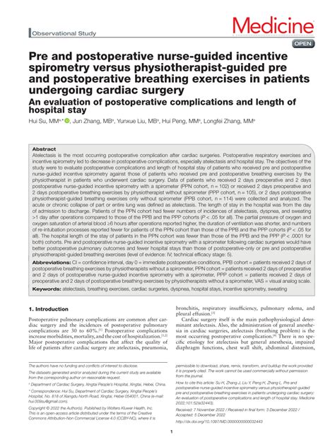 Pdf Pre And Postoperative Nurse Guided Incentive Spirometry Versus Physiotherapist Guided Pre
